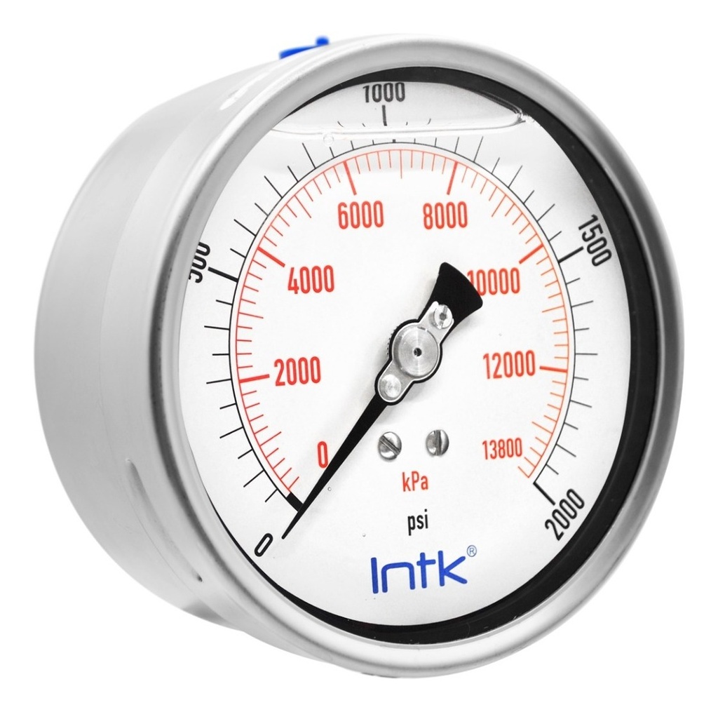 4” Liquid filled (O.E.M.), pressure gauge, 1/4” NPT, back connection, 0 to 2000 psi-kPa | Instrutek